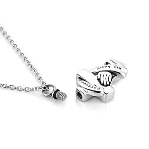 YSAHan Cross Urn Necklaces for Ashes Praying Hands Cremation Memorial Stainless Steel Pendant Jewelry Forever in My Heart with Brother