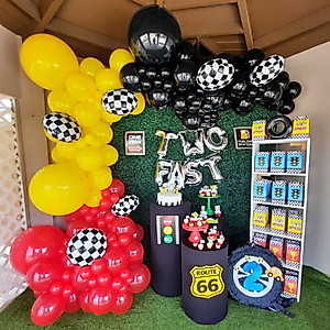 150PCS Race Car Balloons Arch Garland Kit Racing Car Birthday Party Checkered Foil Balloons for Birthday Decorations （No Backdrop）