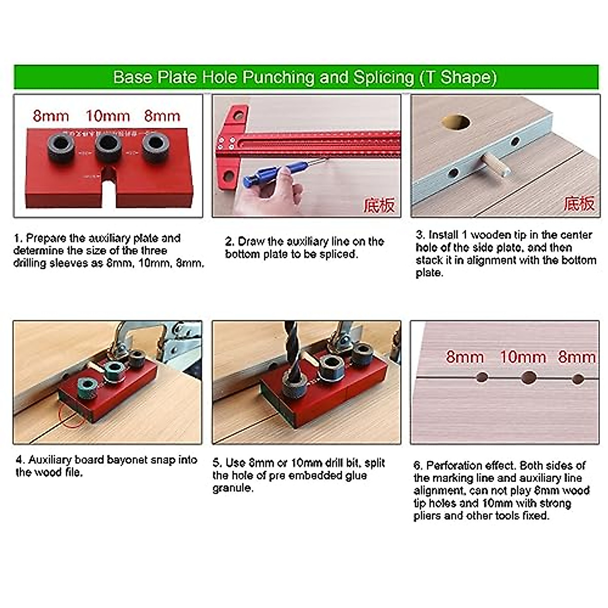 Pocket Hole Jig Kit 3 in 1 Round Dowel Woodworking Holes Locator Furniture Panel Splicing Tool, for Easy Furniture Assembly and Strong Wood Joints