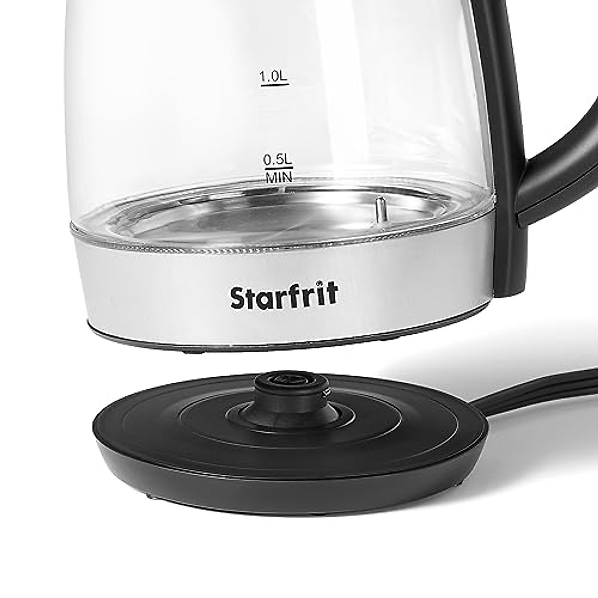 Starfrit 024011-002-0000 1.7-Liter 1,500-Watt Glass Electric Kettle with Variable Temperature Control, Black