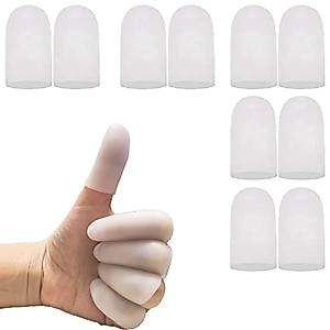 Kris-kikomy Gel Finger Protectors Finger Caps Silicone Fingertips Protection - Finger Cots Great for Trigger Finger, Finger Arthritis, Finger Cracking and Other Finger Pain Relief (Medium)