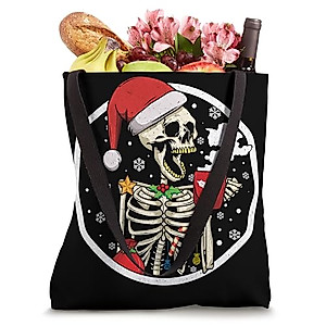 Skeleton Drinking Chocolate Winter December Christmas Tote Bag