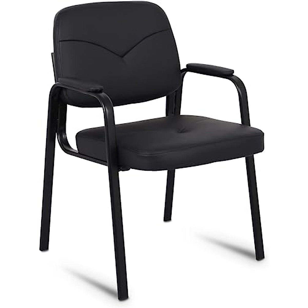CLATINA Waiting Room Chair Reception Chair with Padded Arm Rest, Leather Office Desk Guest Chair for Lobby Conference Room, Black