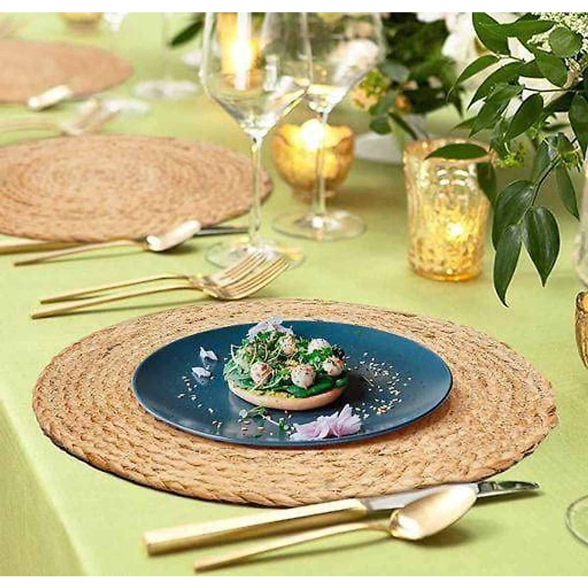 Indian Round Placemat Table Throw Hippie Beige 30 CM Set of 2 PC Bedside Mat Jute Handcrafted Kitchen Decor Dining Mat