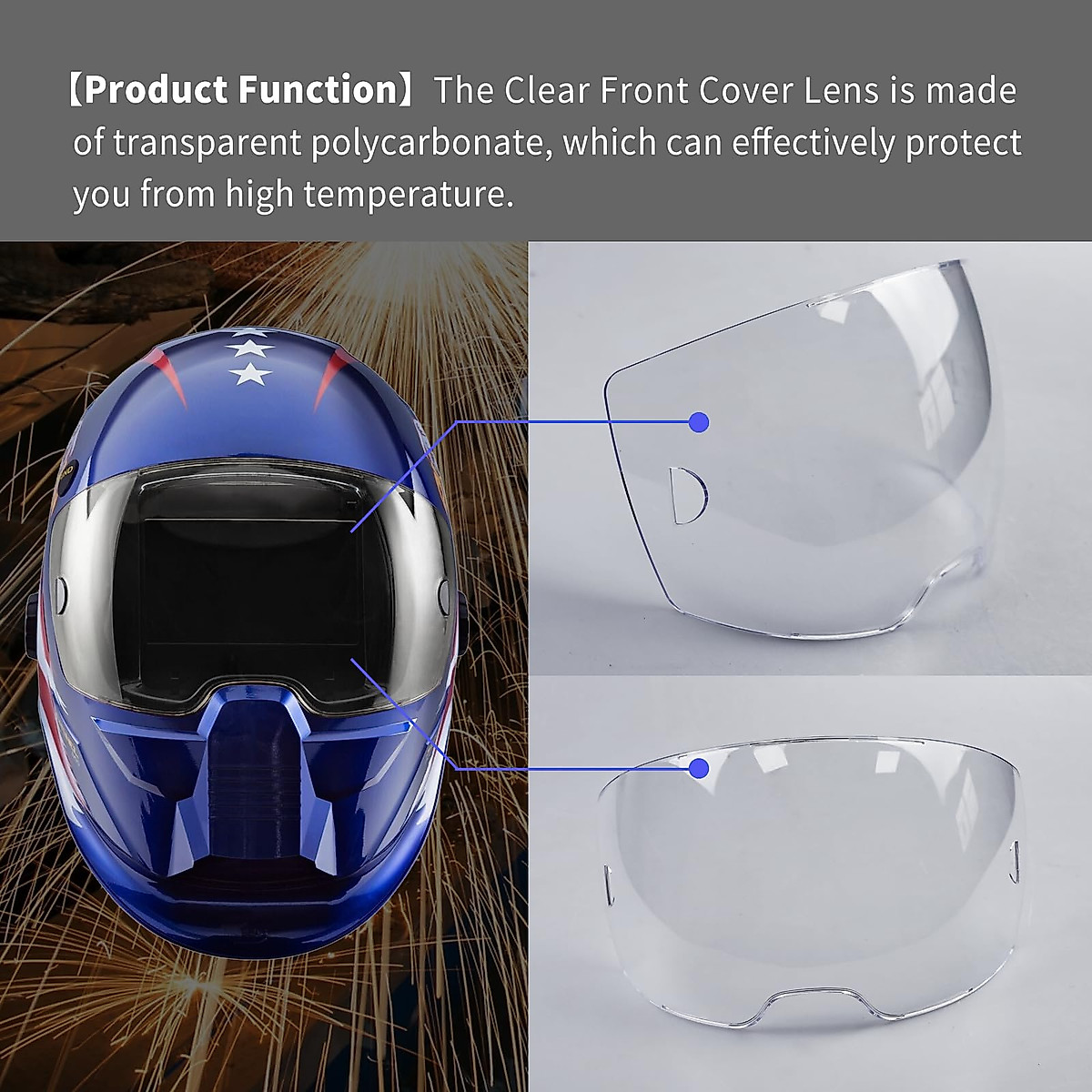 5 PACK 0700000802 Clear Front Cover Lens, Clear Polycarbonate Outside Cover Lens, 3.93" x 2.36" Viewing Lens, A50 Welding Helmet Cover Lens, Compatible with ESAB 0700000800 Sentinel A50 Welding Helmet