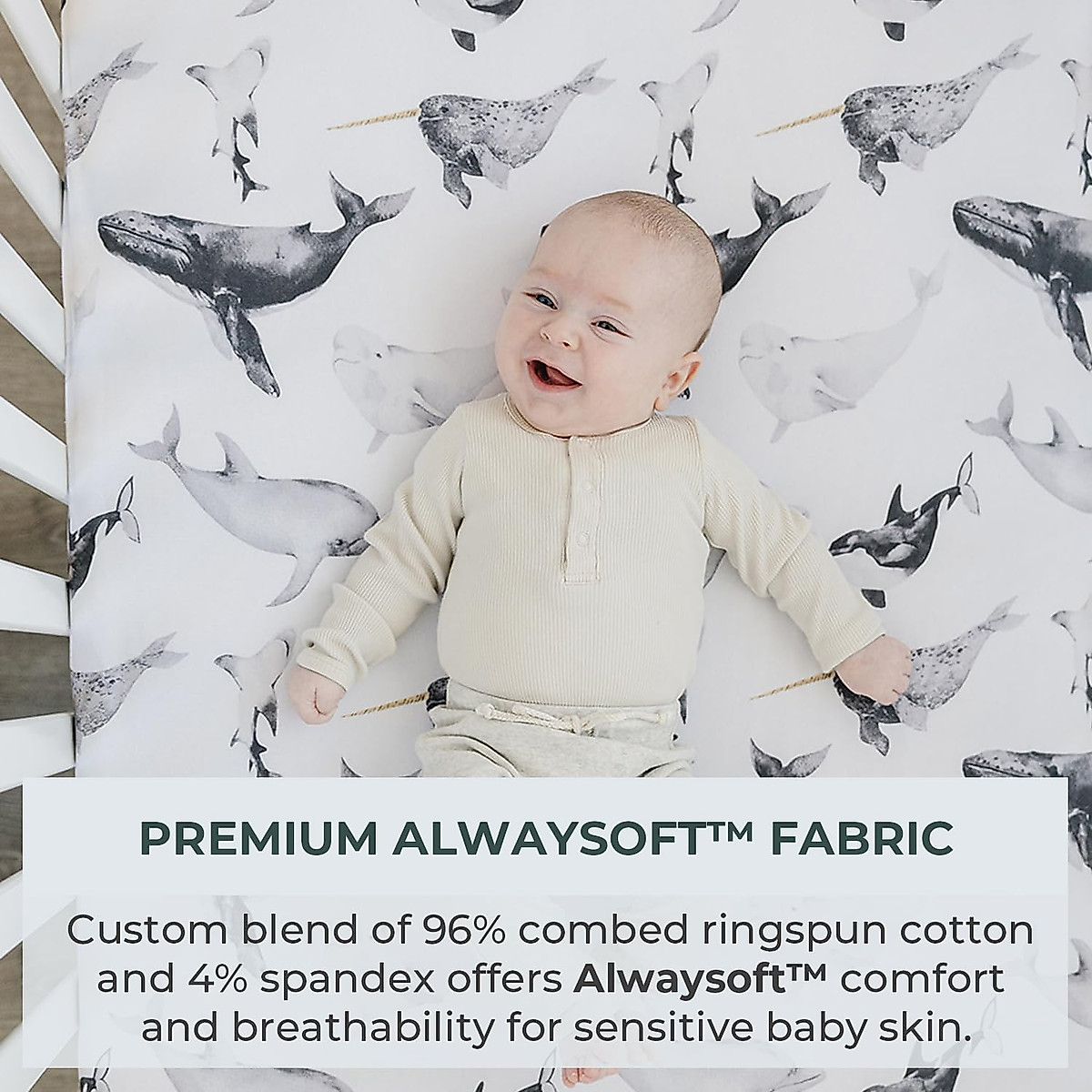 Pobibaby - 2 Pack Premium Pack N Play Sheets Fitted for Standard Pack and Plays and Mini Cribs - Ultra-Soft Jersey Knit, Stylish Ocean Pattern, Safe and Snug for Baby (Seaside)