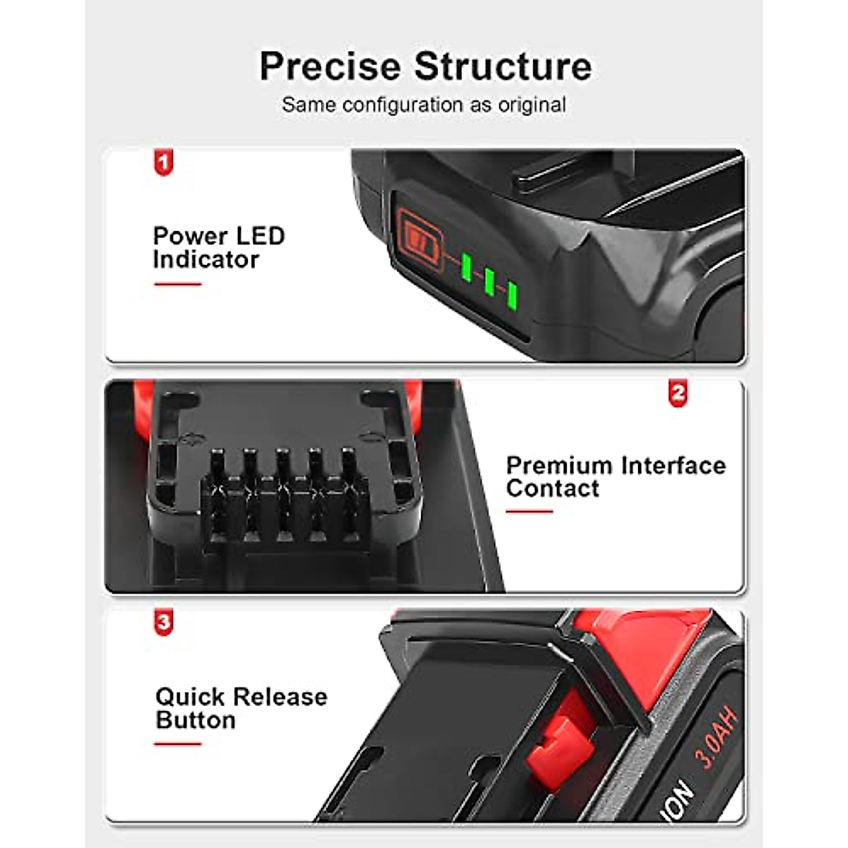 TeenPower Replacement for Milwaukee M18 Battery 18V 3000mAh 2/pk 48-11-1820 48-11-1840 48-11-1850 48-11-1828 48-11-1862 48-11-1852 48-11-1812