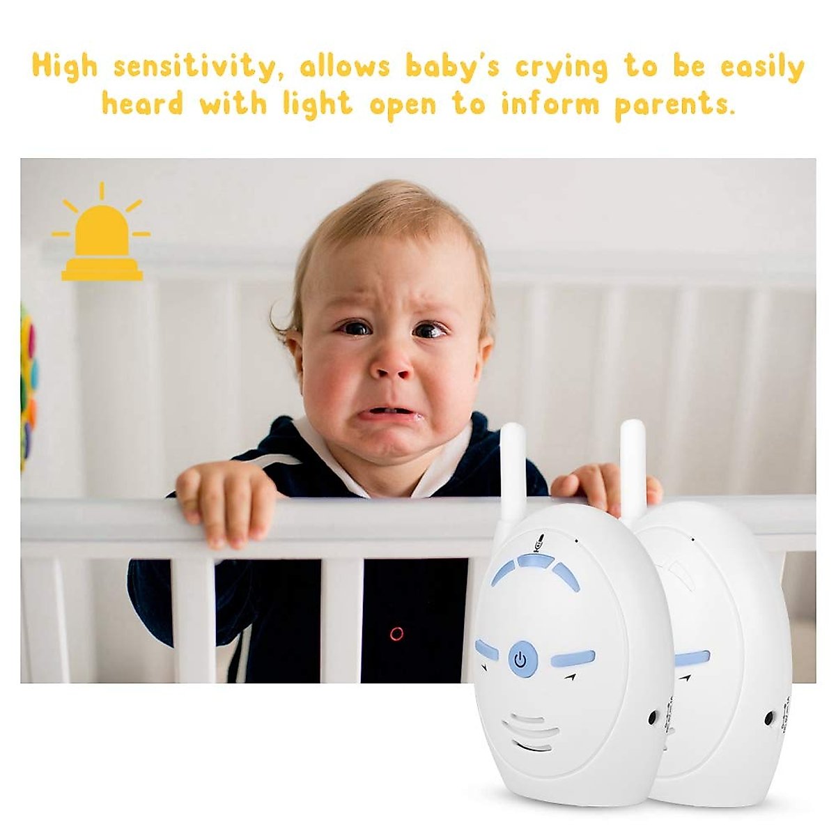 Bewinner Digital Audio Baby Monitor, 2.4Ghz Nanny Intercom Electronic Alarm Monitor,Support Two-Way Talk and Audio Monitoring,Plug and Play,Audio Monitor Range up to