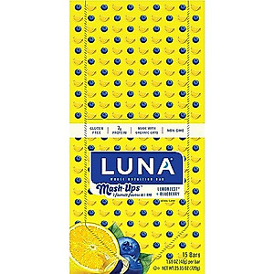 LUNA Mash-Ups - LemonZest + Blueberry Flavor - Gluten-Free - Non-GMO - 7-9g Protein - Made with Organic Oats - Low Glycemic - Whole Nutrition Snack Bars - 1.69 oz. (15 Count)