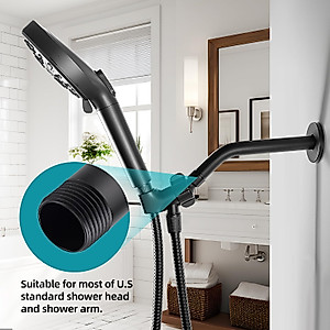 Cobbe Shower Arm with Flange and Teflon Tape, 6-Inches Wall Mounted Shower Pipe Arm Extension for Fixed Shower Head, Matte Black