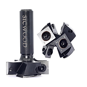 SICWOOD Slab Flattening Router Bits 1/2 Shank, 1-1/2”Cut Dia, 2+2 Insert Carbide, CNC Spoilboard Surfacing Router Bits, Planing Router Bits, for Flycutter/ Slab Leveler/ Rabbeting