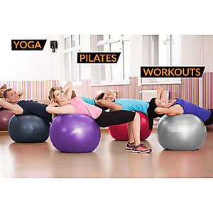 Emoly Exercise Ball for Yoga, Fitness, Balance Stability, Extra Thick Professional Grade Balance & Stability Ball - Anti Burst, Workout Program 2020 (Purple, 45cm)