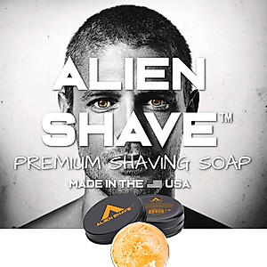 Alien Shave Premium Shaving Soap For Men (Solar Orange). Powered with Coconut Oil & Glycerin 4 Oz (1-Pack)