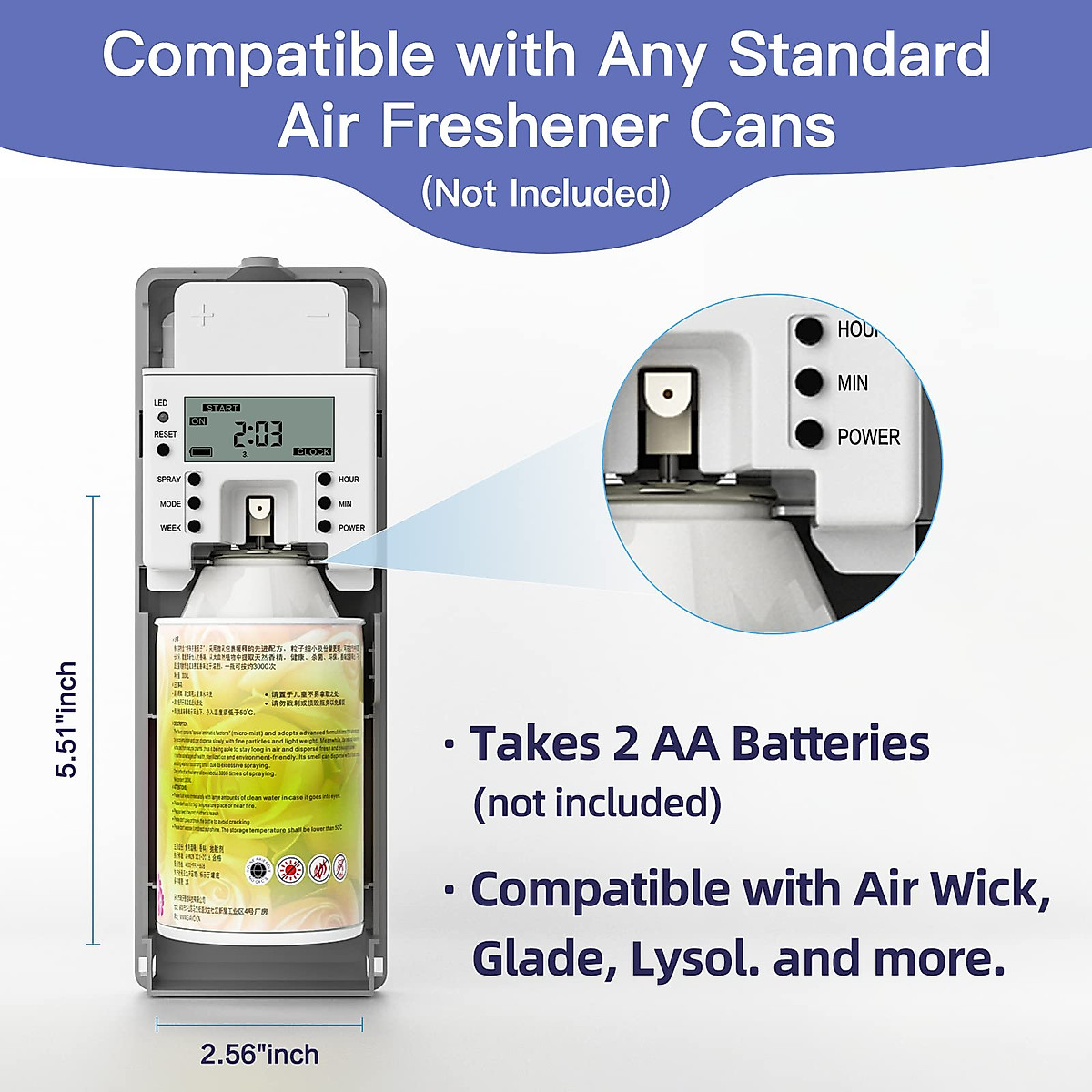 SVAVO Automatic LCD Fragrance Dispenser - Wall Mount/Free Standing ABS Auto Air Freshener Dispenser Programmable Aerosol Spray Perfume Dispenser for Bathroom, Hotel, Office, Commercial Place, Grey