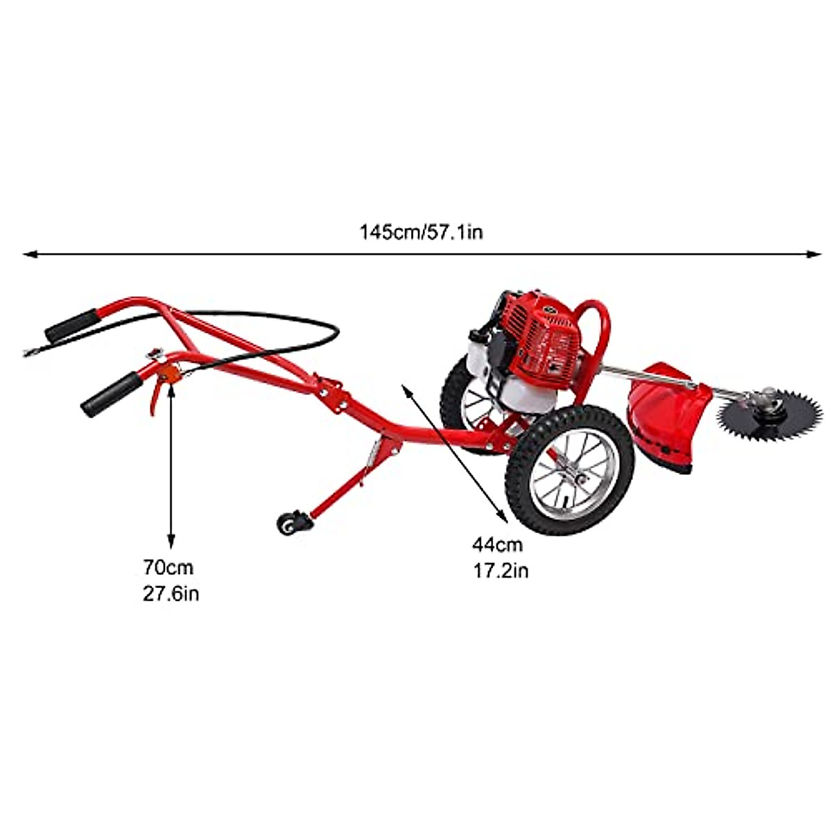 Lidhujnk 1.8KW 49cc Air-Cooled Two-Stroke Gasoline Lawn Mower Hand-Pull Cutter Trimmer, Hedge Trimmer, Grass Trimmer, and Brush Cutter for Yard, Garden