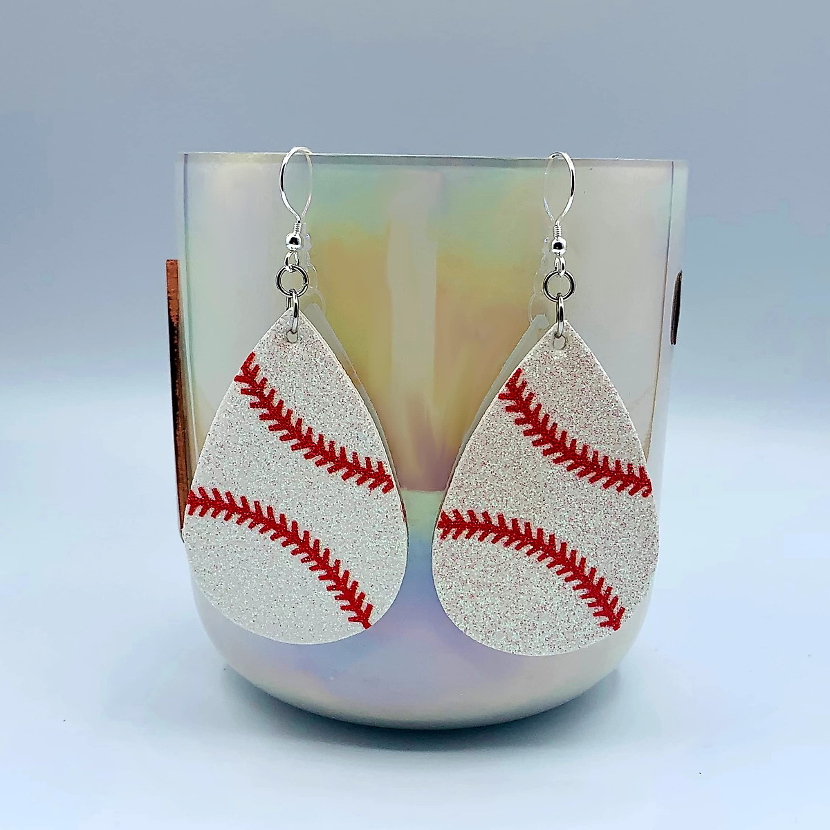 Baseball Earrings for Women - Baseball Jewelry - Baseball Mom Accessories - Baseball Stuff (Snowy White)