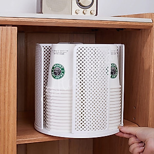 Rotatable Coffee Cup Dispenser with 4 Compartments, Atavarna Cups and Lids Holder for 5-16oz Cups Organizer for Restaurant, Coffee Station, Bar, Office, Home-9.25" x 9.25" x 8.66"