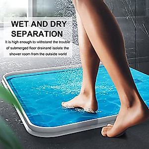 39 Inch Shower Dam Water Stopper, Collapsible Corner Water Strip Dam, Threshold Water Dam Barrier, Silicone Bathroom Water Blocker and Retention System