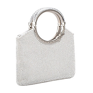 KISSCHIC Women's Handbag Crystal Rhinestone Evening Clutch Bags Party Wedding Clutch Purses (Silver)