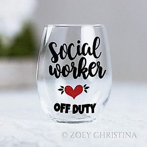 Social Worker Retirement Gift for Women 20oz Funny Stemless Wine Glass 0140