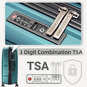 LARVENDER Luggage Sets, Luggage 4 Piece Set, Expandable Luggage Set Clearance Suitcases with Spinner Wheels Hardside Luggage with TSA Lock (Dark Green)