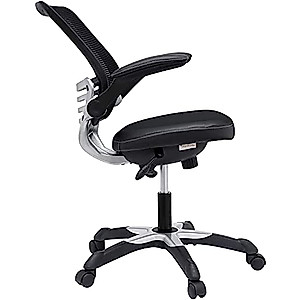 Modway Edge Mesh Back and White Vinyl Seat Office Chair With Flip-Up Arms - Computer Desks in Black