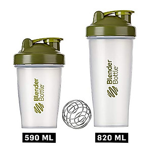 BlenderBottle Classic Shaker cup/Diet Shaker/Protein Shaker with Blenderball / 590ml - clear moss green