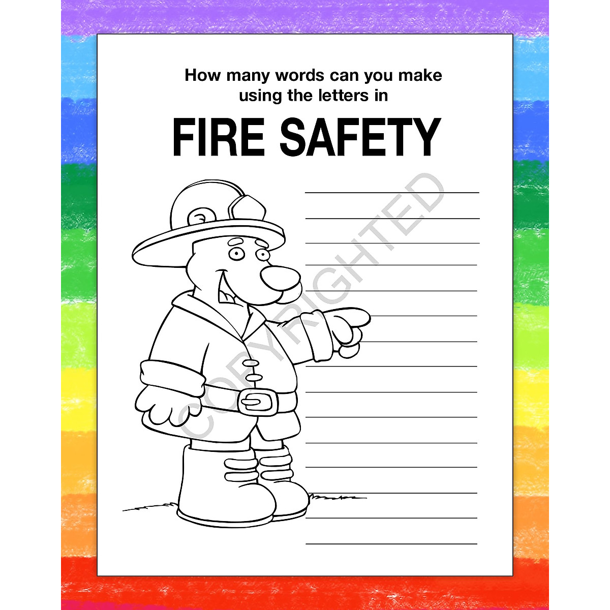 ZOCO - Fire Safety - Educational Coloring Books (25 Bulk Pack, With Crayons) - Fire Prevention Week Items for Kids - Firefighter Party Supplies - Games, Puzzles, Activities