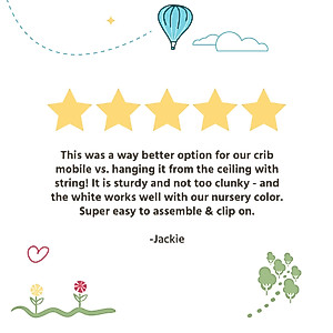 J.L. Childress Portable Crib Mobile Arm - 18 inch Foldable Arm with Attachment Clamp - Great for Travel - Rubber Padding to Protect Crib Railing - White