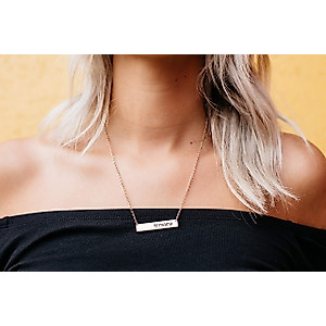Rosa Vila Love Mama Bar Necklace, Simple Horizontal Bar Necklace, Bar Necklaces for Women and Girls, Mothers Day Jewelry, Mom Necklace,Gift for New Mothers (Silver Tone)