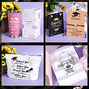 Keluna Graduation Gifts for Her - 5Pcs 2025 Congrats Grad Gifts Set, 20oz Tumbler Keychain Bracelet Makeup Bag Card, High School College Masters Degree PHD Gaduation Gift for Daughter Niece Sisters