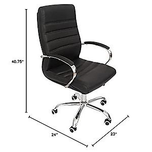 CangLong High Back Wheels Ergonomic Executive Adjustable Waterfall Seat Padded Arms Swivel Computer Office Chairs, Black