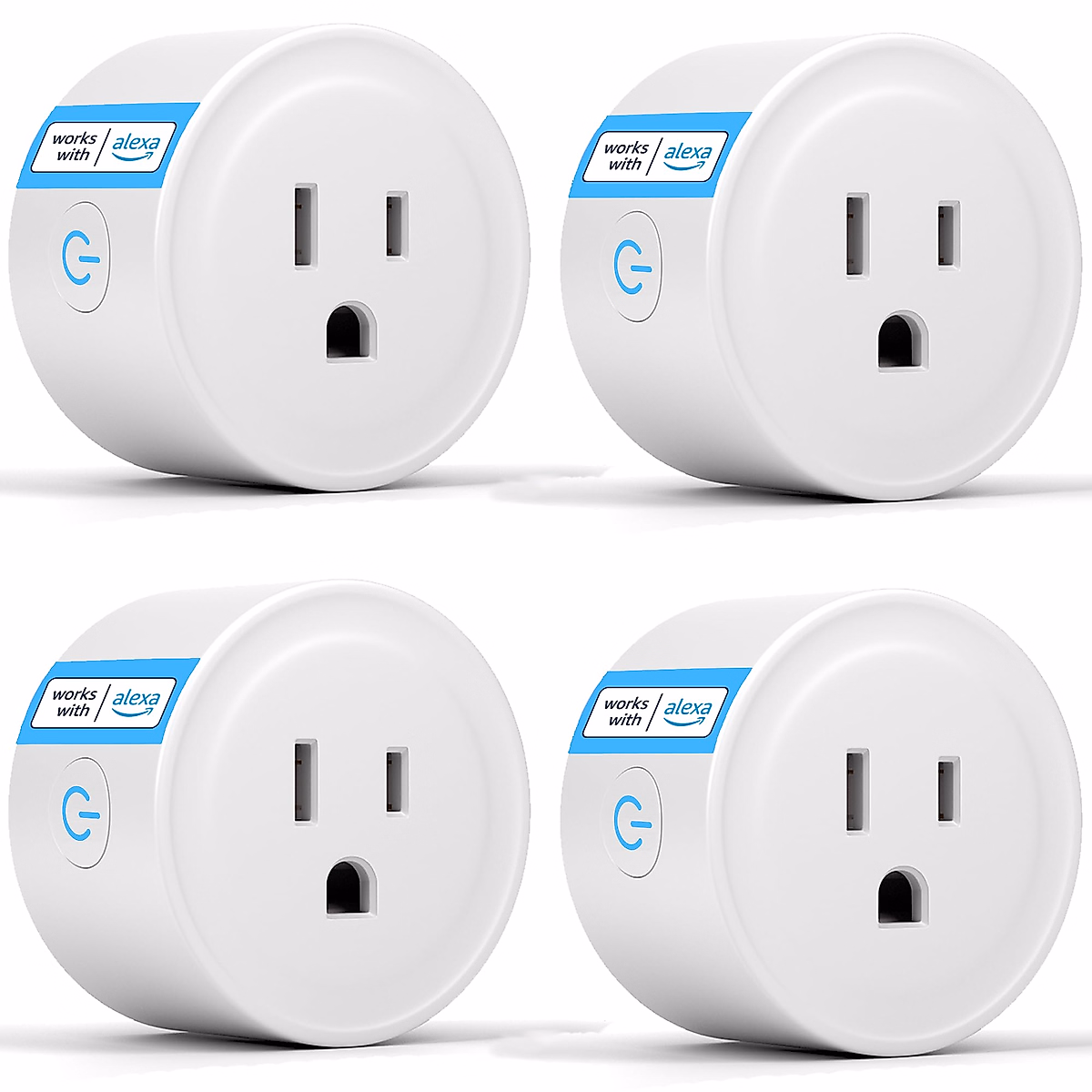 ExIoTy Smart Plug, Works with Alexa Only, Simple Setup with One Voice Command, Voice Control, Remote Control, Timer & Schedule & Group Controller, Bluetooth Mesh Outlet, Alexa Echo Required （4 Pack）
