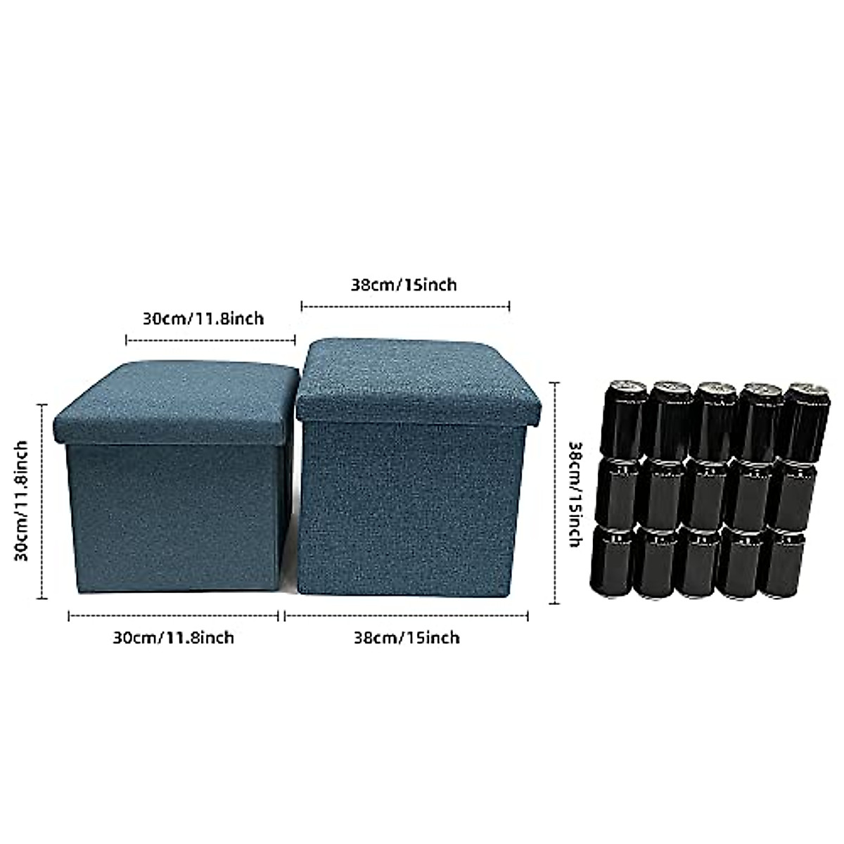 Cosaving Folding Storage Ottoman Storage Cube Seat Foot Rest Stool with Memory Foam for Space Saving, Square Ottoman 11.8x11.8x11.8 inches, Teal