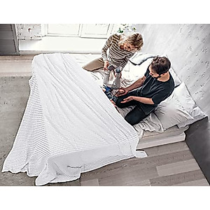 Utopia Bedding Cotton Waffle Blanket 300 GSM (White - 90x90 Inches) Soft Lightweight Breathable Bed Blanket Queen Size Layering Any Bed for All Season