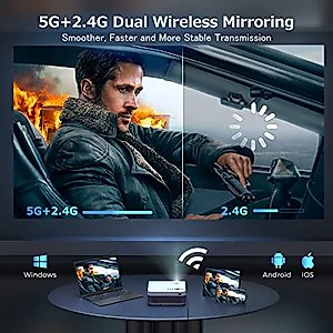 Projector with WiFi and Bluetooth, FUDONI Native 1080P Outdoor Projector 10000L Support 4K, Portable Movie Projector with Screen and Max 300", Compatible with iOS/Android/Laptop/TV Stick/HDMI/USB/VGA