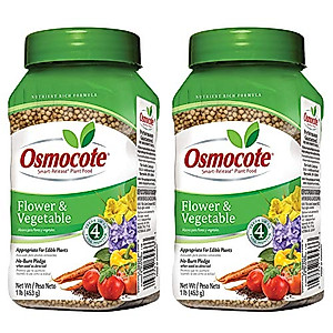 Osmocote 277160 Flower and Vegetable Smart-Release Plant Food, 14-14-14, 1-Pound Bottle (Тwo Рack)