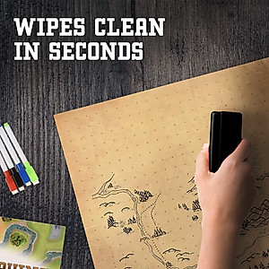 IMPRESA 27" x 23" Double Sided and Foldable Role Player Game Battle Grid Game Mat - for Dungeons and Dragons and Other RPGs - Double Sided - Includes Markers and Eraser