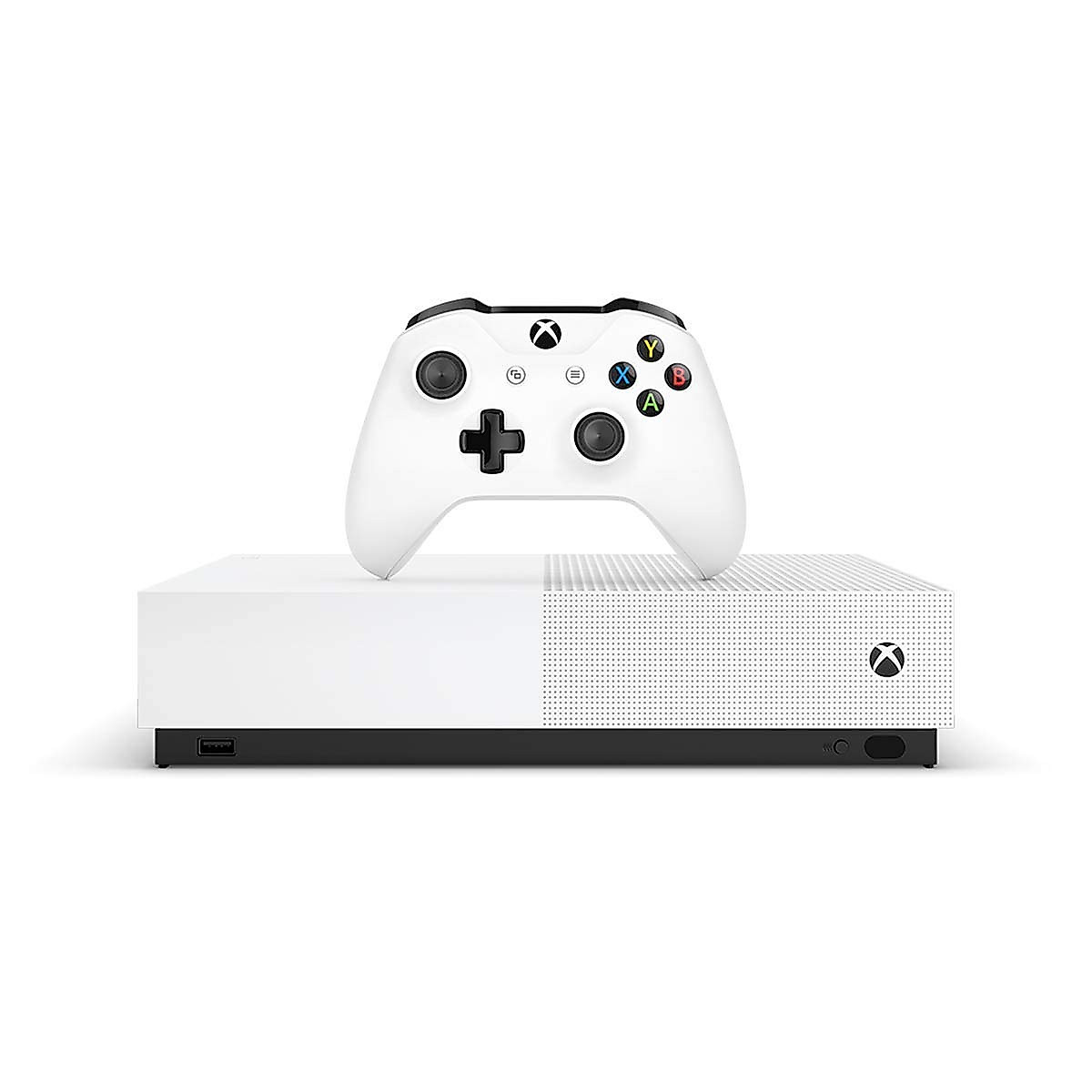 Xbox One S 1TB All-Digital Edition Two Controller Bundle, Xbox One S 1TB Disc-Free Console, 2 Wireless Controllers, Download Codes for Minecraft, Sea of Thieves and Fortnite Battle Royale (Renewed)