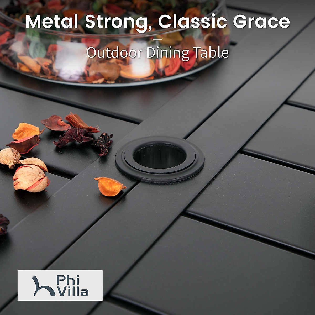 PHI VILLA Patio Dining Table Set for 6 Person Bistro Swivel Chairs with Cushion Contemporary Dining Table Outdoor Dining Set of 7 Pieces Conversation Set Patio Furniture for Outdoor Garden,Yard