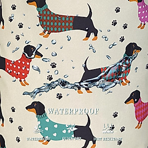 Cute Dachshunds Laundry Hamper With Handles Foldable Oxford Cloth Dog Paw Print Tote Bag Colorful Laundry Basket Clothes Toy Storage Bucket18.9" x 16.5" For Bathroom/Laundry/Bedroom