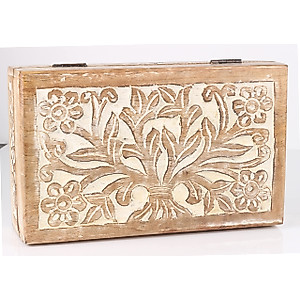 ARTISENIA Father's Day Gifts Wooden Whitewash Tree of Life Decorative Jewelry Trinket Box Storage Organizer Deck with Inner Velvet Chest Organizer Tarot Card Decks Unique Gift Ideas Girls Women