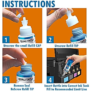 QUALITAT Epson 664 Ink Refill Bottles | All 4 Colors + 4 Gloves + Ink Storage Box | Epson 664 for L365 Ink, ET-2550, ET-2650, ET-2600, ET-2500 (Black, Cyan, Magenta, Yellow) | Tinta 664