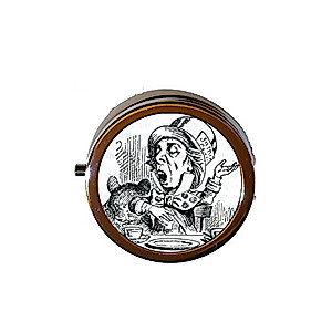 Mad Hatter Pill Box Alice in Wonderland Stocking Stuffer Jewelry Pendant Charm Gifts