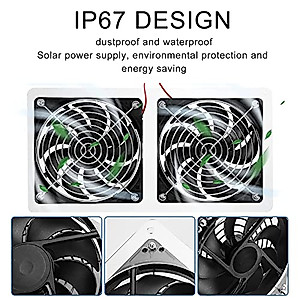 Solar Panel Fan Kit, 100W 12V Solar Powered Dual Fans Outdoor Waterproof, Solar Exhaust Fan for Chicken Coop, Greenhouse, Dog House, Shed, Pet Houses, Window Exhaust, DIY Cooling Ventilation(1 Panel)