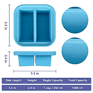 Kinggrand Kitchen 1-Cup Silicone Freezer Tray with Lid 2 pack Soup freezer molds Food Freezing Container Make 4 Perfect Soups, Broths, Stews, Sauces, Curries