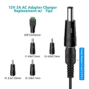 12V DC Adapter Charger Universal DC in 12 Volt 2 Amp Power Supply Cord Compatible for Beats by Dre Beats Pill XL, Streamlight Waypoint 300 44900 44902 44910 44905 44909 LED Flashlight Spotlight Cable