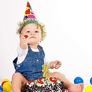 BBTO Half Birthday Candle Half 1/2 Year Old Cake Topper for Baby's Half Year Old Birthday Anniversary Celebration Party Decorations (Gold)