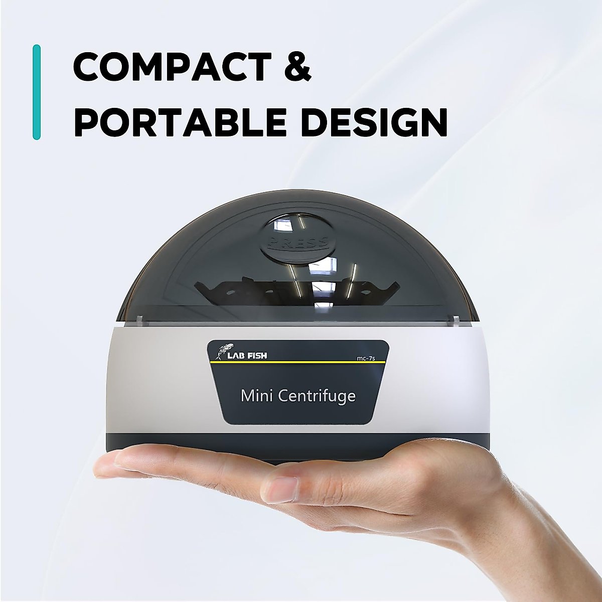 LAB FISH Mini Centrifuge Machine 7000 RPM 3286 xg RCF Microcentrifuge W/ 3-in1 Rotor 0.2ml/0.5ml/1.5ml/2ml Tubes for Laboratory