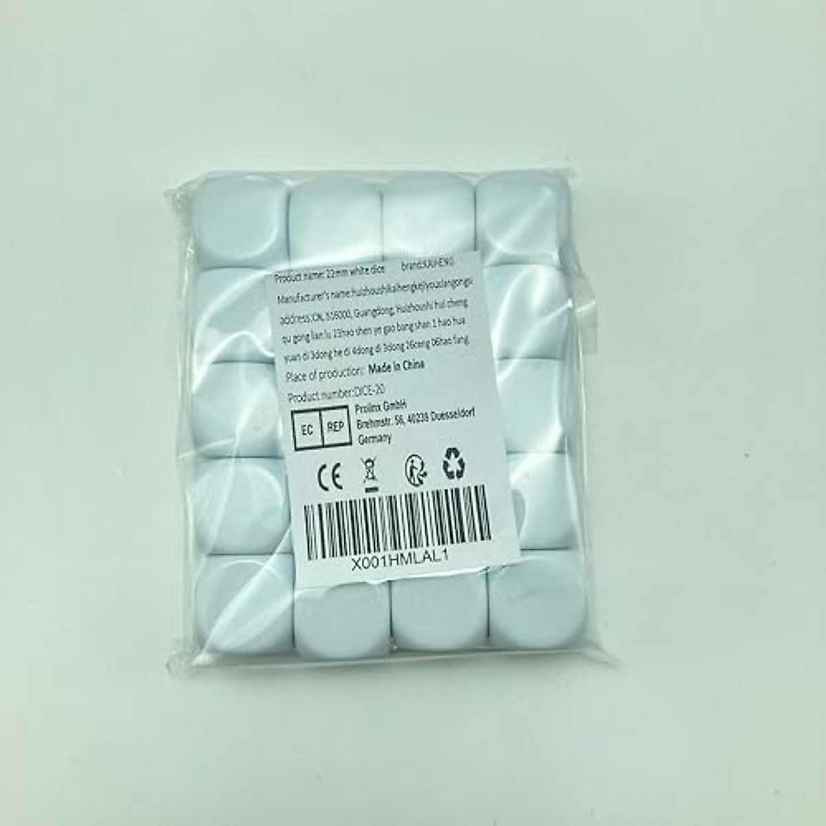 kaiheng 22mm Acrylic Dice with Smoothed Surface Six Sided Dice with Rounded Corner Blank White Dice Cubes for Board Games, DIY Sticker, Math Counting Teaching, Party Fun 20PCS